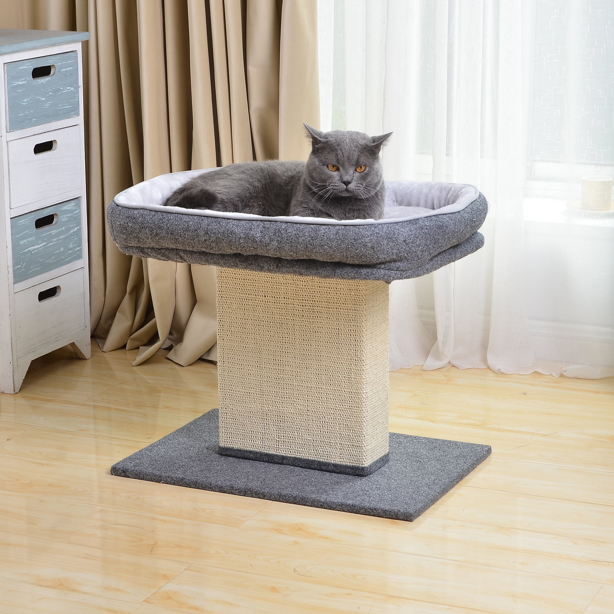 Kohola Bay Large Cat Platform with Sisal Rope Scratcher Padded Cat ...