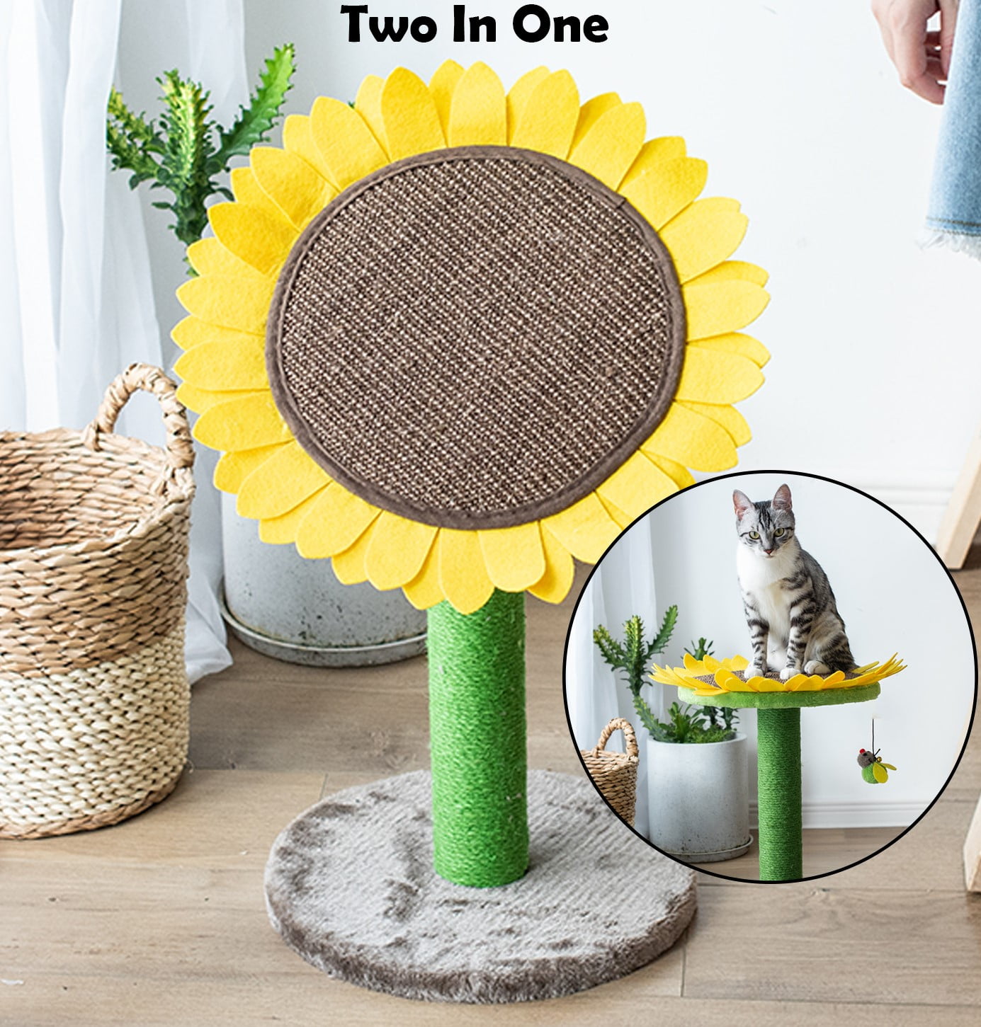 KoholaBay Sunflower Cat Scratcher Large Cat Tree Transformable to Cute ...