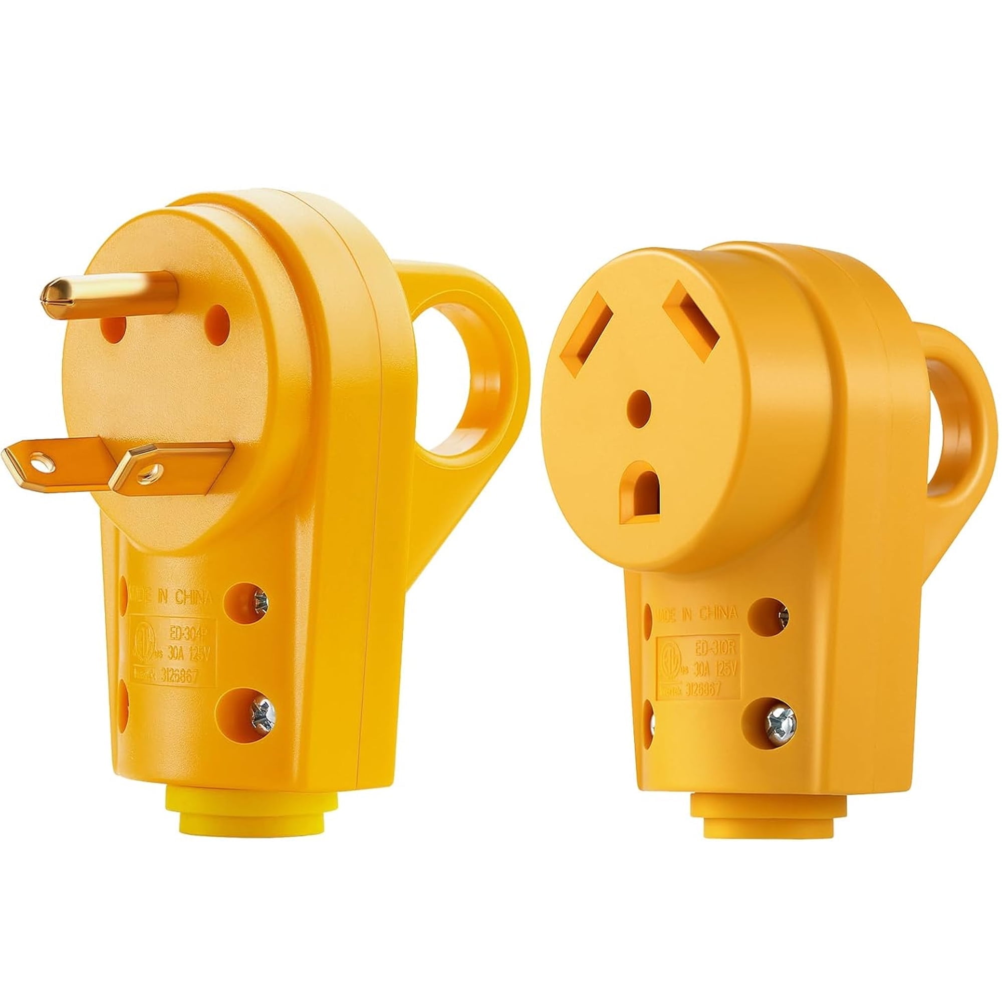 Kohree 2 Pack 30 Amp RV Plug Set, Male and Female, 125 Volt, Durable ...