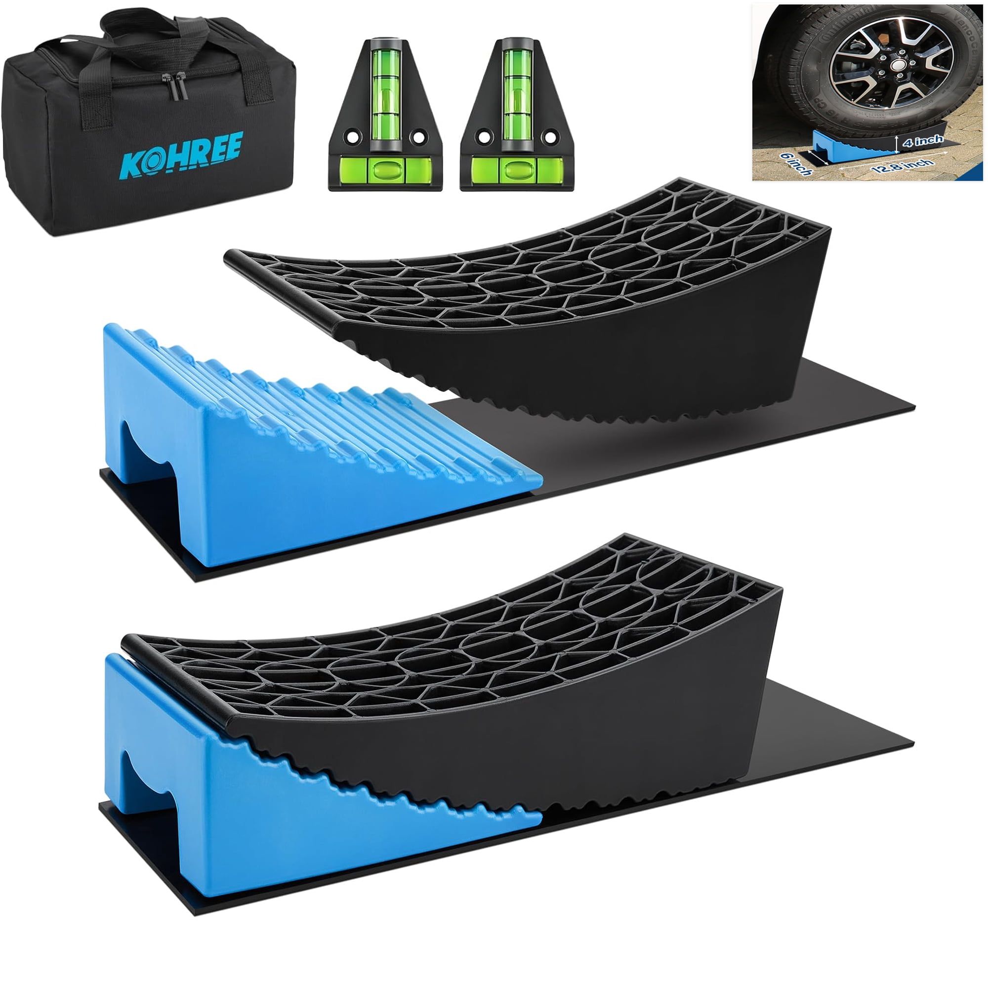 Kohree 2 Pack Upgraded Camper Leveler RV Leveling Blocks with 2 Spirit ...