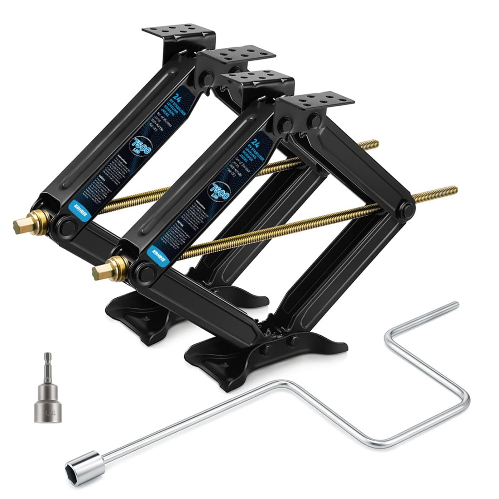 Kohree 24" 7500lbs RV Trailer Stabilizer Leveling Scissor Jacks with ...
