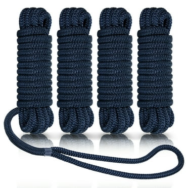 Boat Dock Lines 1/2”X 15’, Double Braided Nylon Boat Ropes for Docking ...