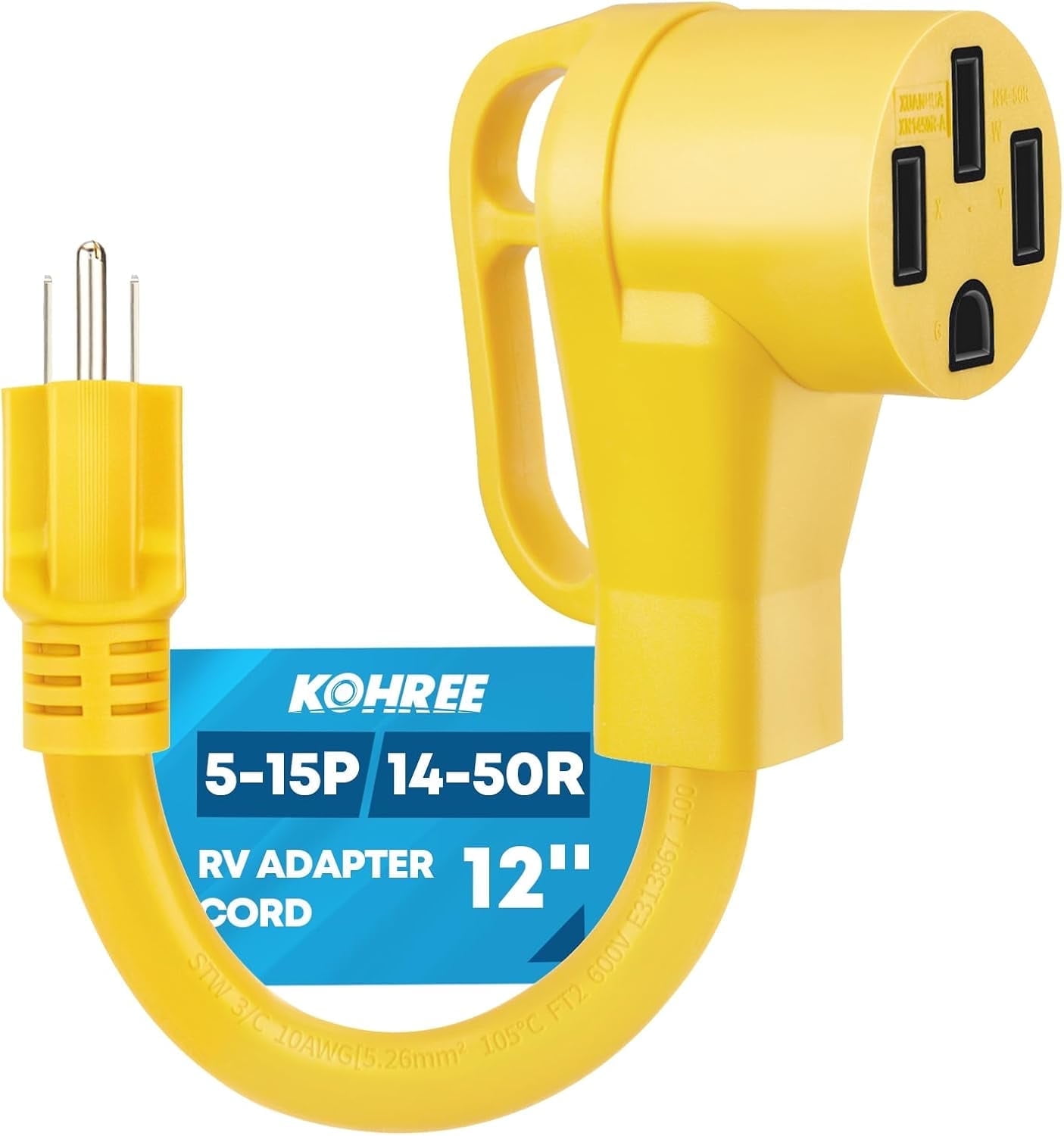 Kohree 50 amp to 110V Adapter RV Plug, 15 Amp Male to 50 Amp Female RV ...