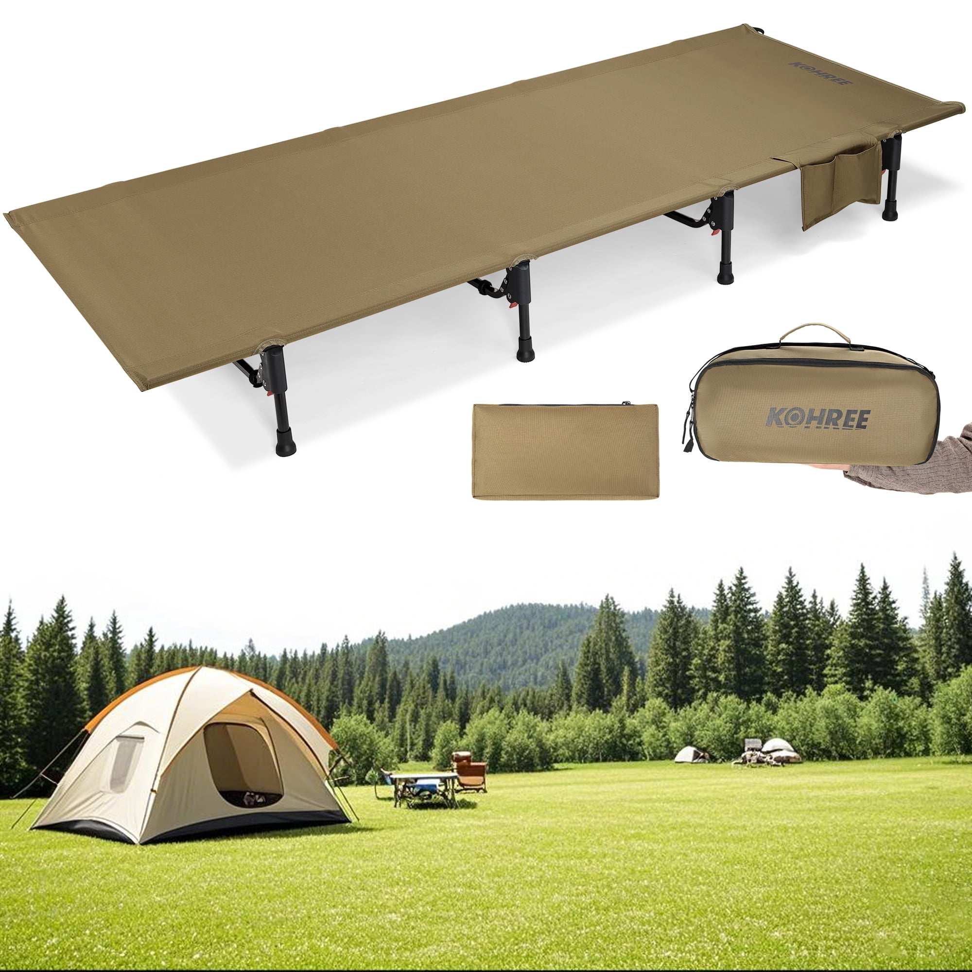 Kohree Portable Camping Cot,Compact Foldable Sleep Bed for Adult with ...