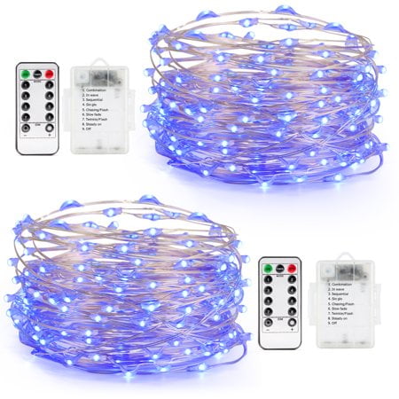 Kohree Fairy String Lights Battery Operated Waterproof 50 LED Blue ...