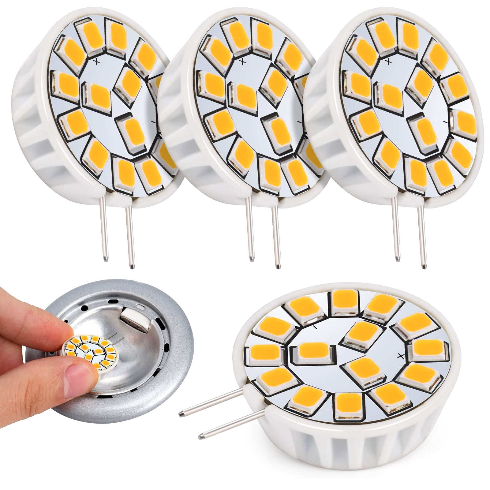 Kohree G4 LED Bulb 12V 4000K AC/DC Bi-Pin Base Ceiling 20W Replacement Halogen Bulb,Warm White,4 ...