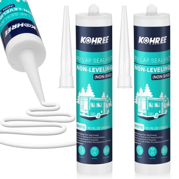 Kohree Non-Leveling RV Roof Sealant 2 Pack, White, Waterproof, Non-Sag ...