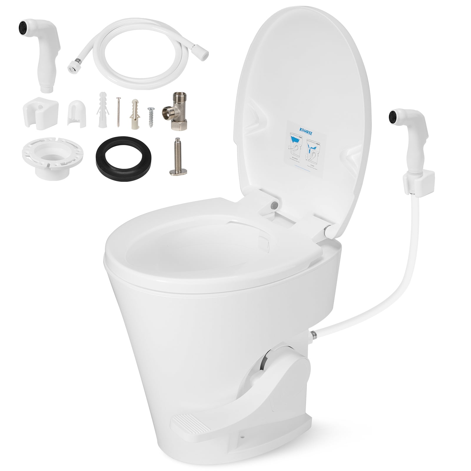 Kohree Portable RV Toilet with Pedal Flush, High Low Profile Gravity ...