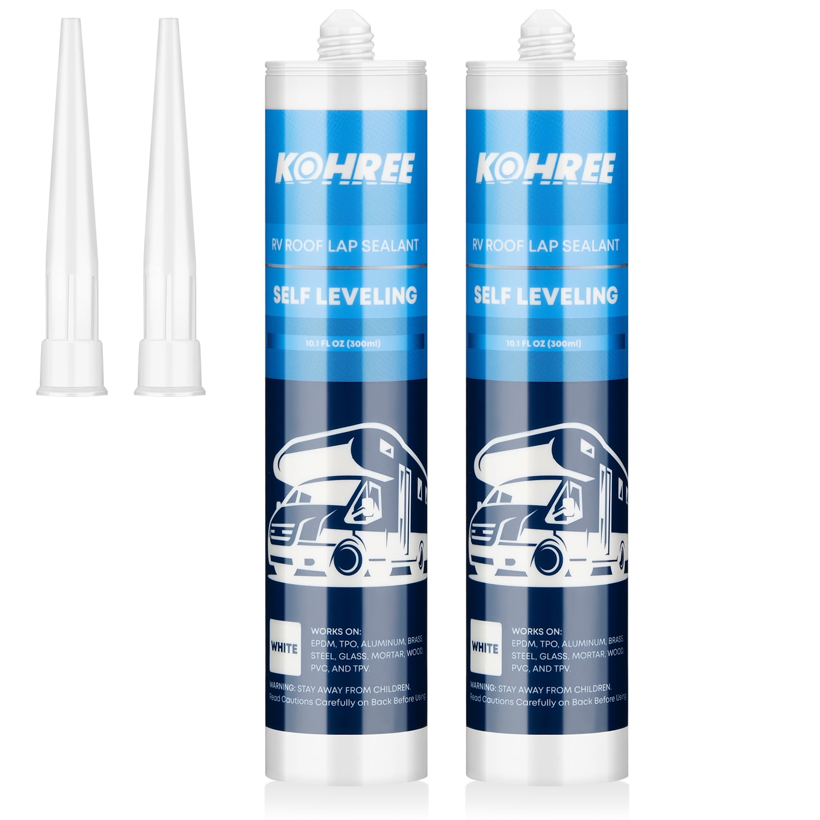 Kohree RV Roof Sealant , White Self-Leveling Lap Sealant for RV Home Repair - 2 Pack,10.1 Fl OZ ...