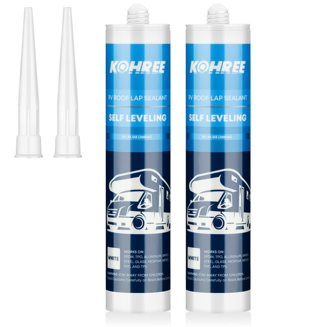 Kohree RV Roof Sealant , White Self-Leveling Lap Sealant for RV Home Repair - 2 Pack,10.1 Fl OZ ...