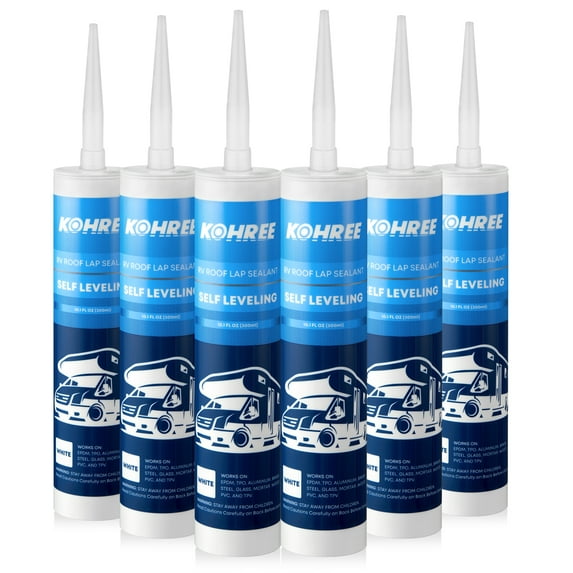 Kohree RV Roof Sealant White Self-Leveling Lap Sealant for Roof Leak Repair 6 Pack 10.1 Fl OZ ...