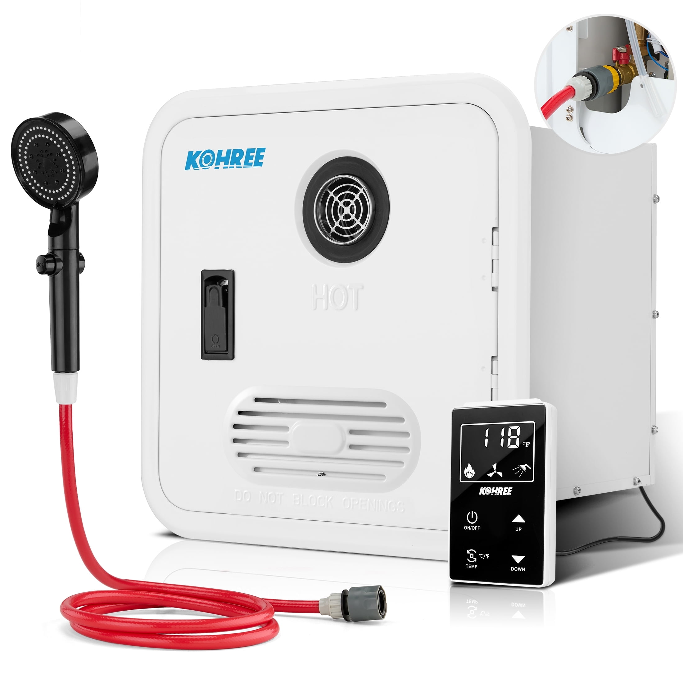 Kohree Upgraded 60,000 BTU RV Tankless Water Heater Propane ,On-Demand Hot Water with 15 x 15 ...