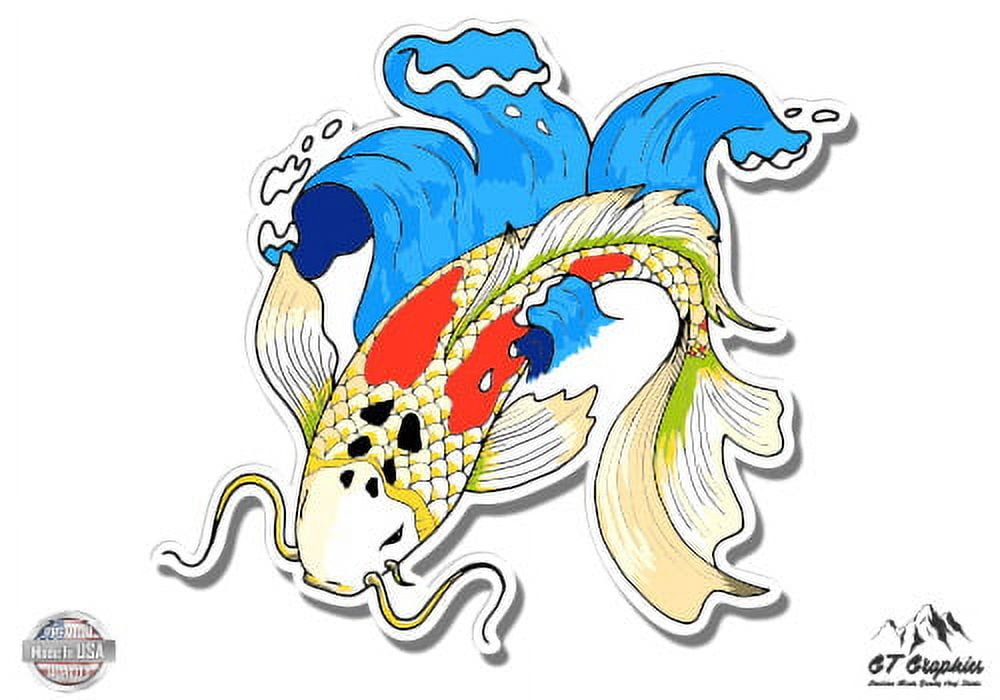Koi Carp Asian Beautiful Design - 8" Vinyl Sticker - For Car Laptop I ...