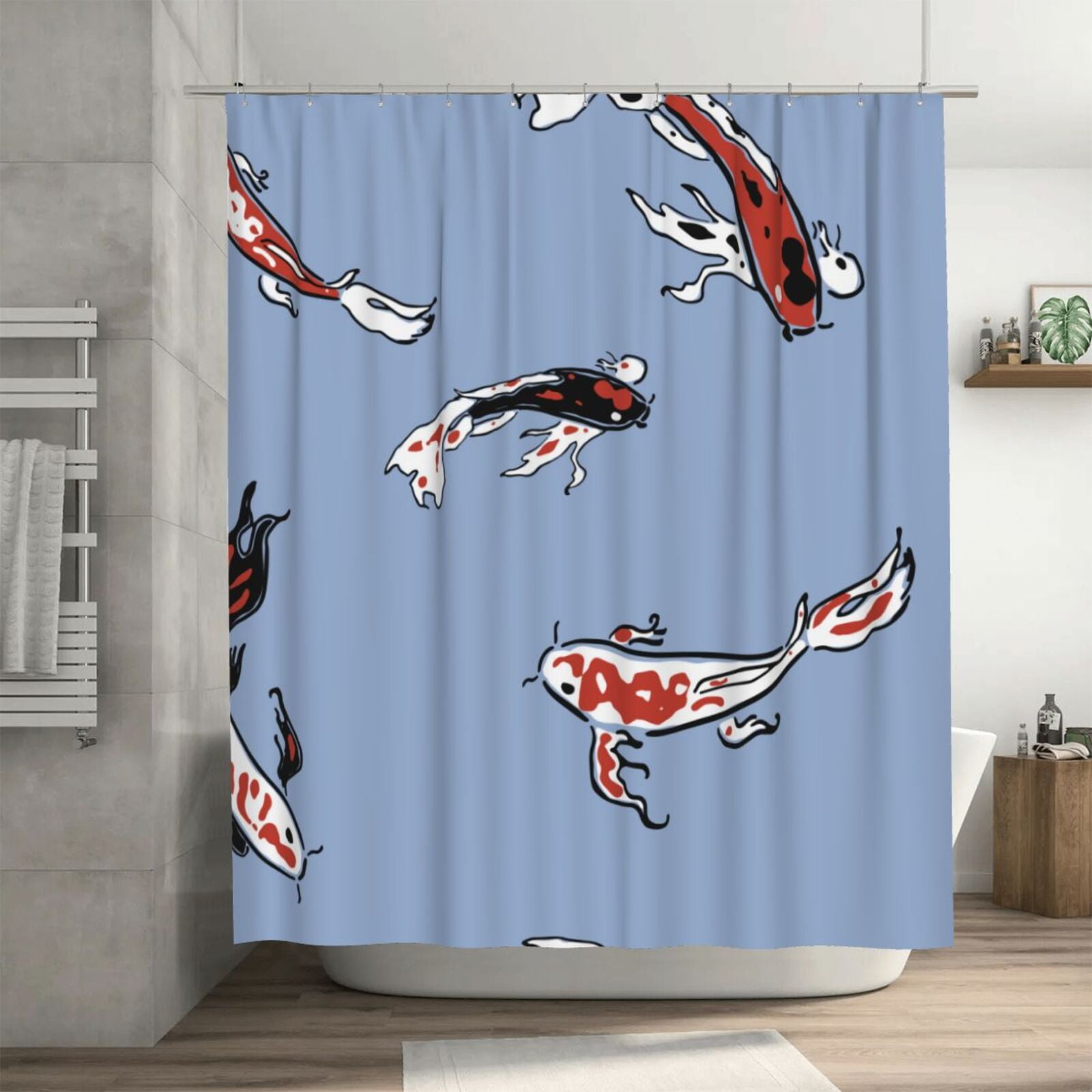 Koi Carp Fish Pattern Shower Curtain, Koi-Dragon Waterproof Bath ...