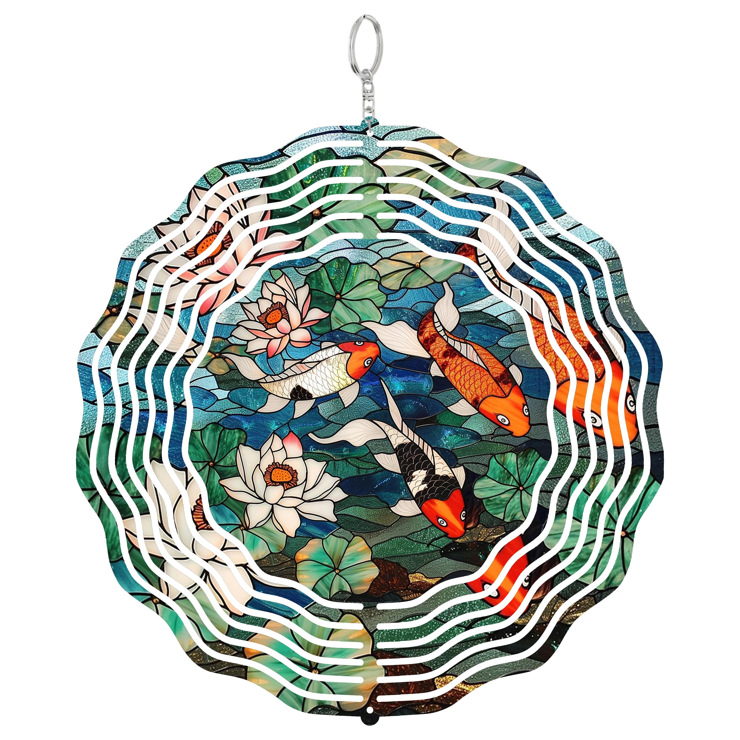 Koi Fish 3D Wind Spinner Hanging, Japanese Style Kinetic Decor ...