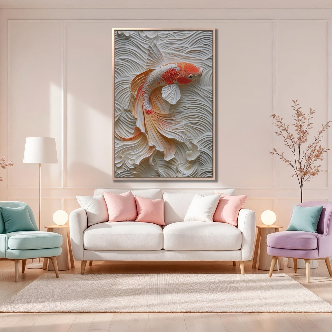 Koi Fish Art Poster Asian Inspired Serene Wall Decor, 24x36 UNFRAMED ...