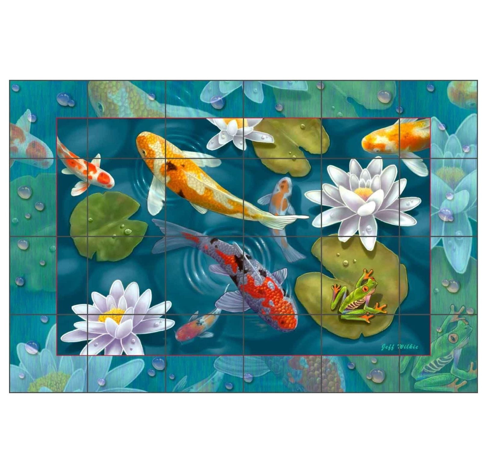 Koi Fish Art Tile Mural Backsplash - Magical Pond II by Jeff Wilkie ...