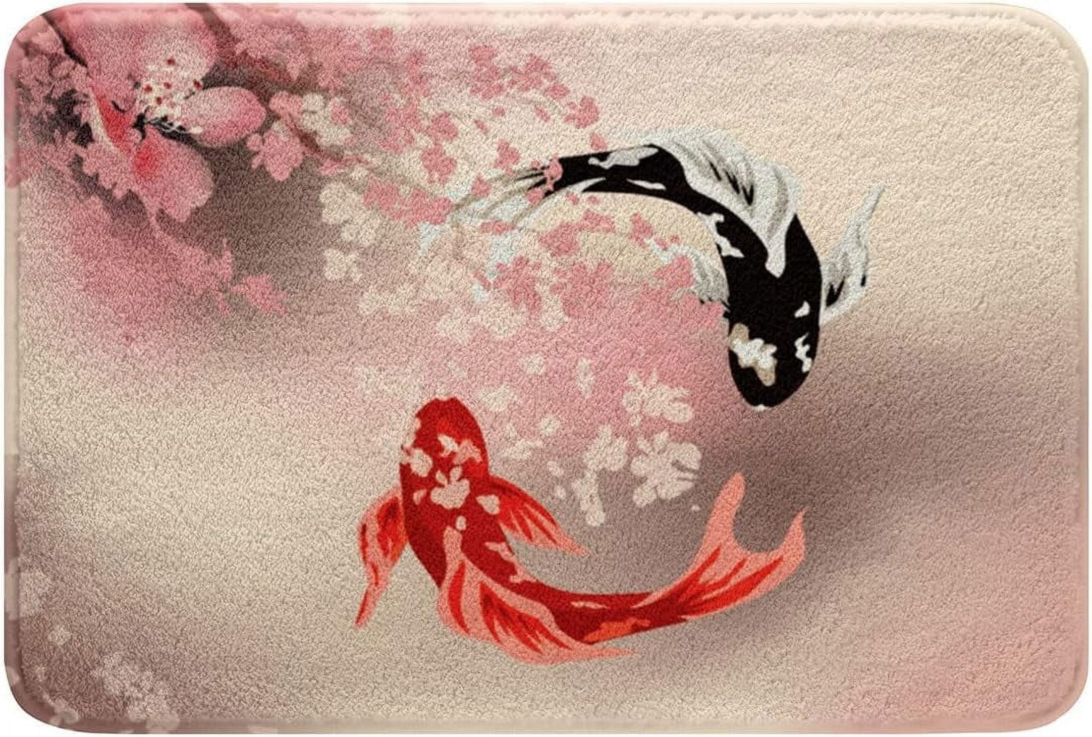 Koi Fish Bathroom Rugs Pastel Pinik Cherry Blossom Rug Japanese Style ...