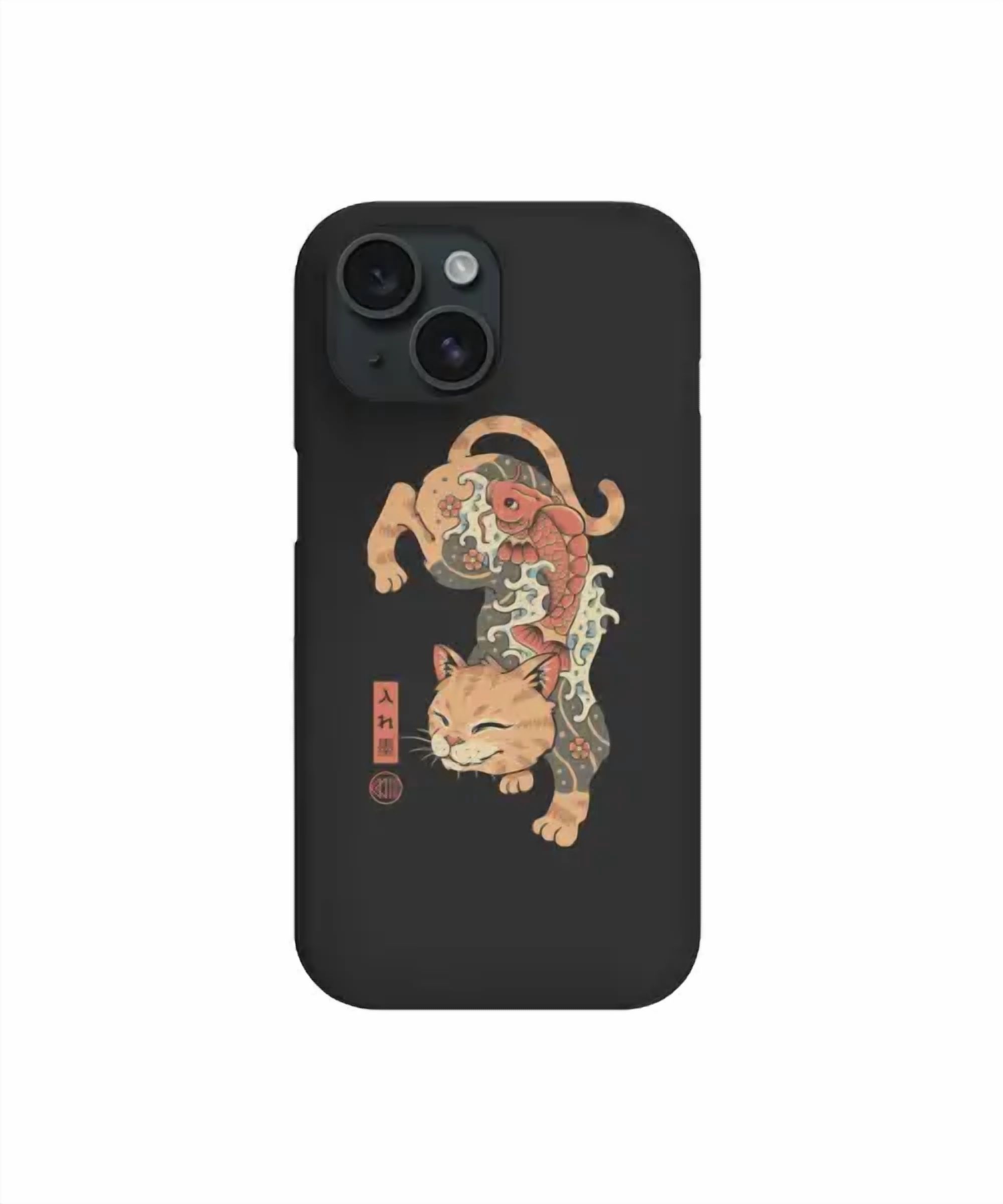 Koi Fish Cat Irezumi Japanese Tattoo Phone Case for iPhone 16 15 14 13 ...