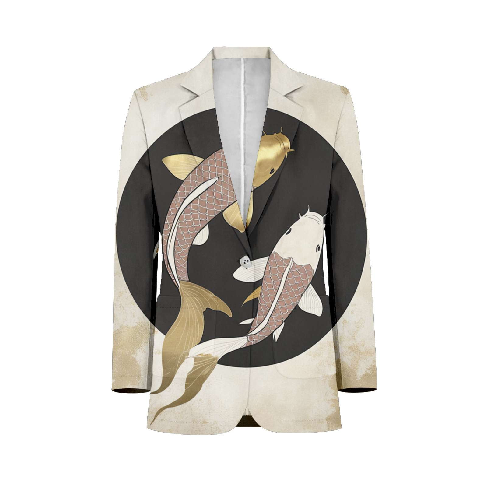 Koi Fish Circle Art Print Customized Men's Suits full man Shawl Collar ...