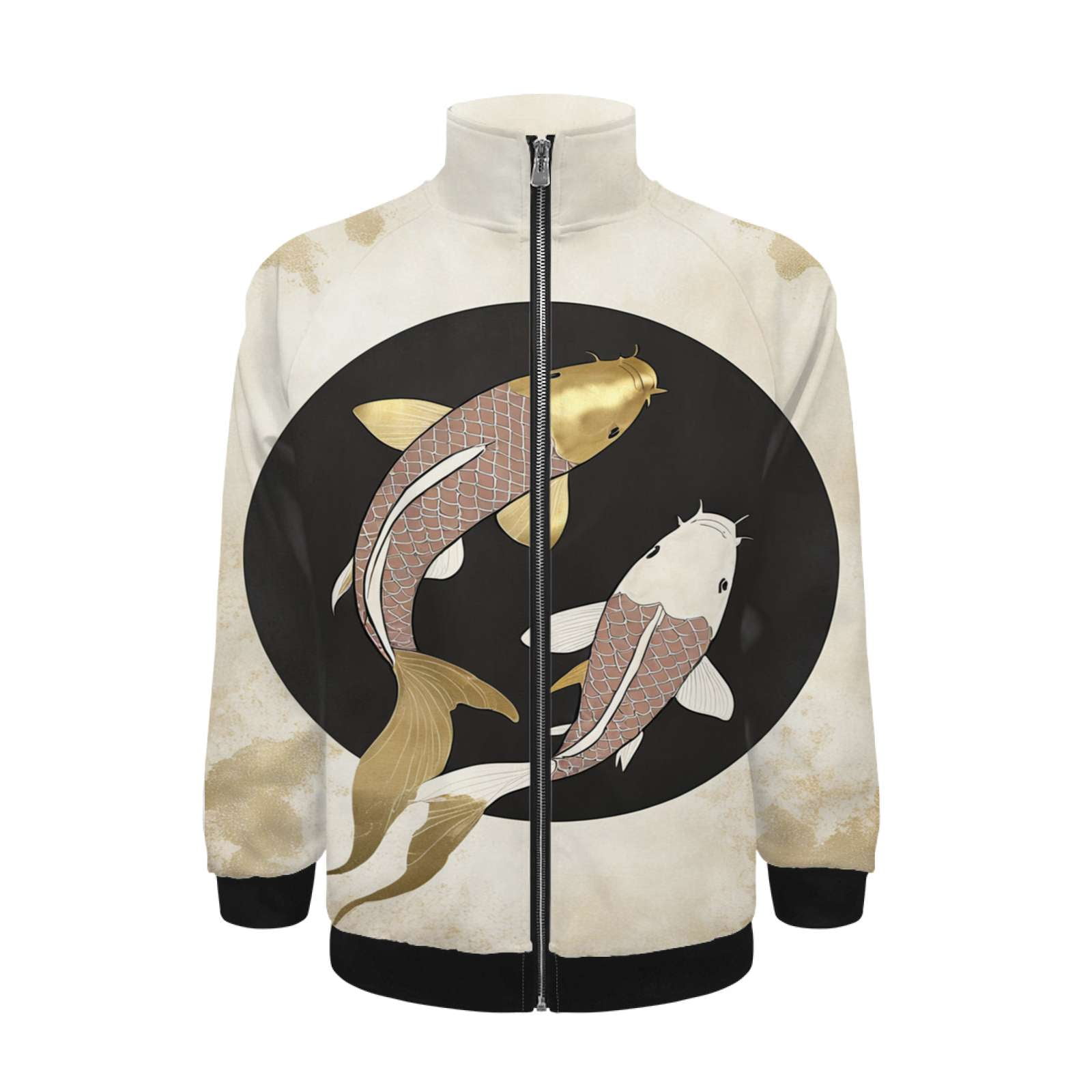 Koi Fish Circle Art Print Jacket Men's Street Cool Long Sleeves Coat ...