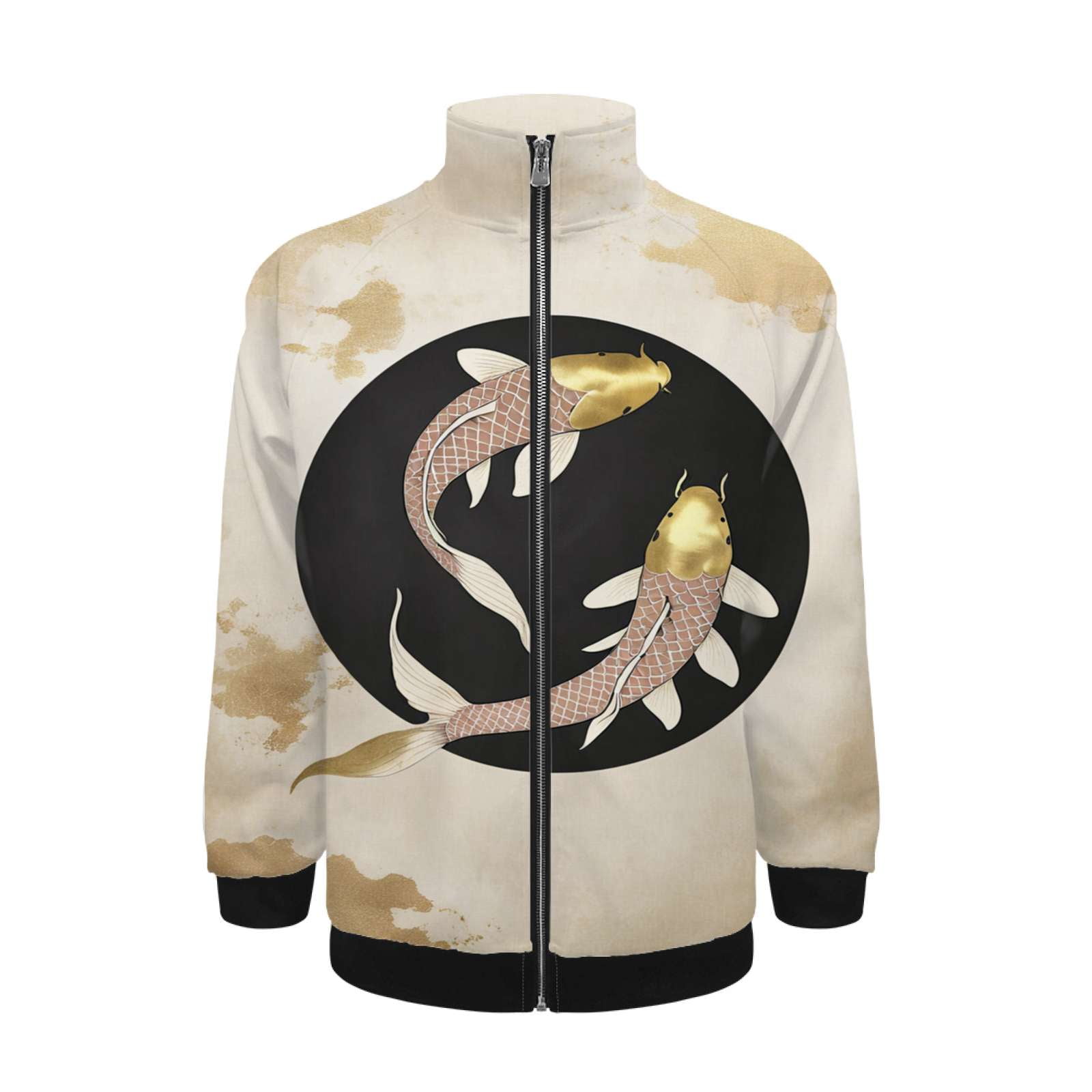 Koi Fish Circle Art Print Jacket Men's Street Cool Long Sleeves Coat ...
