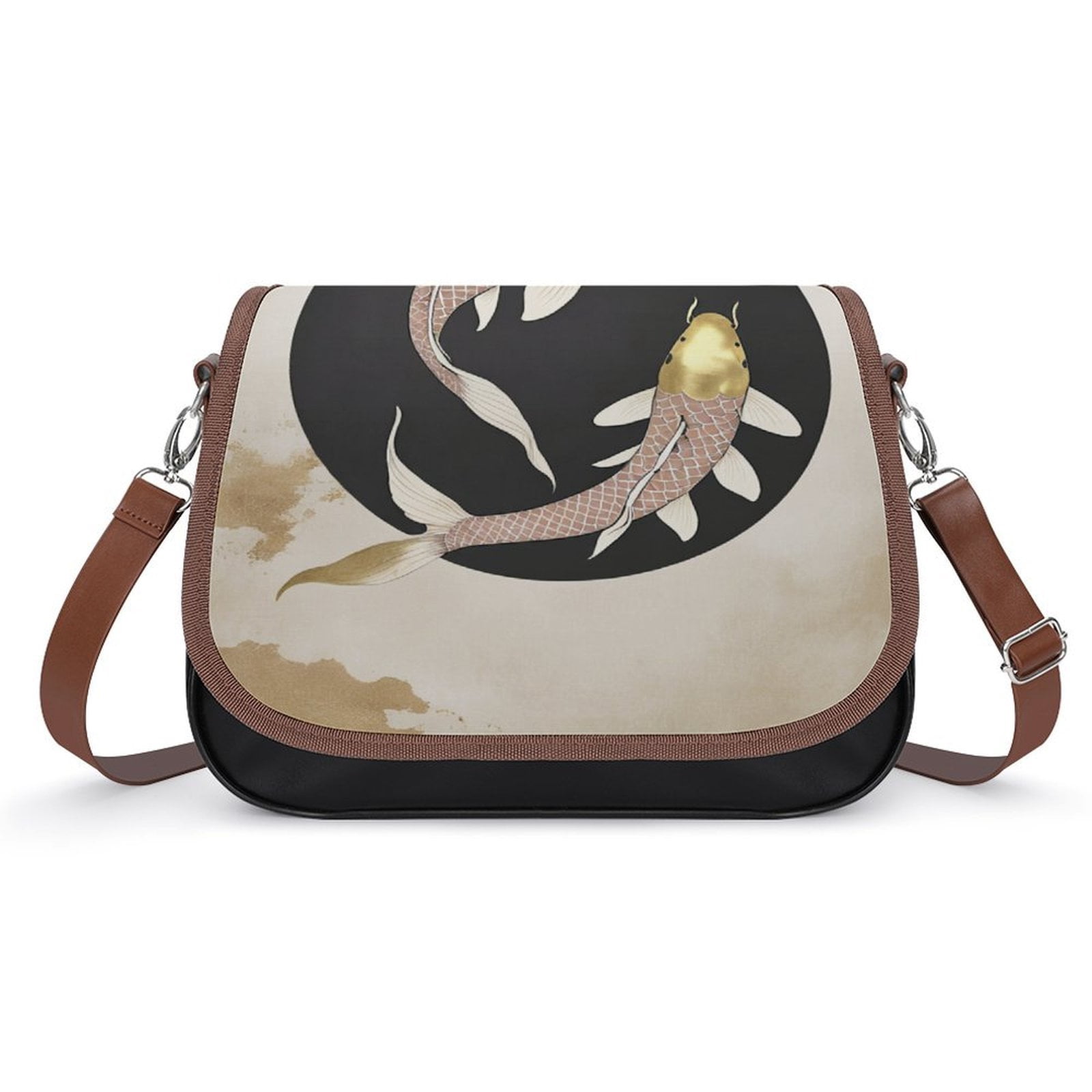 Koi Fish Circle Art Print Vintage Crossbody Bag For Women Medium ...