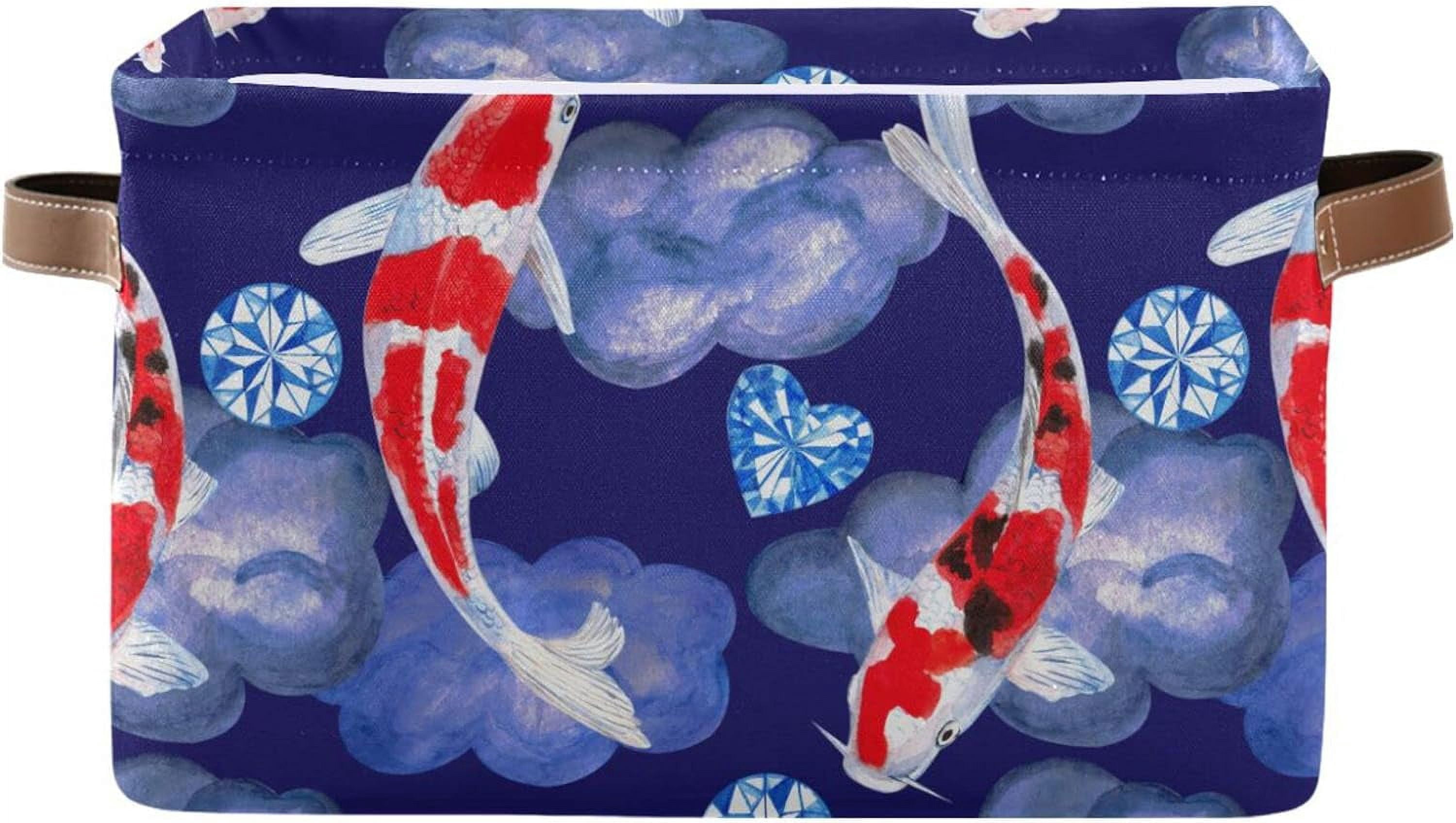 Koi Fish with Clouds Foldable Storage Basket for Shelves, Collapsible ...