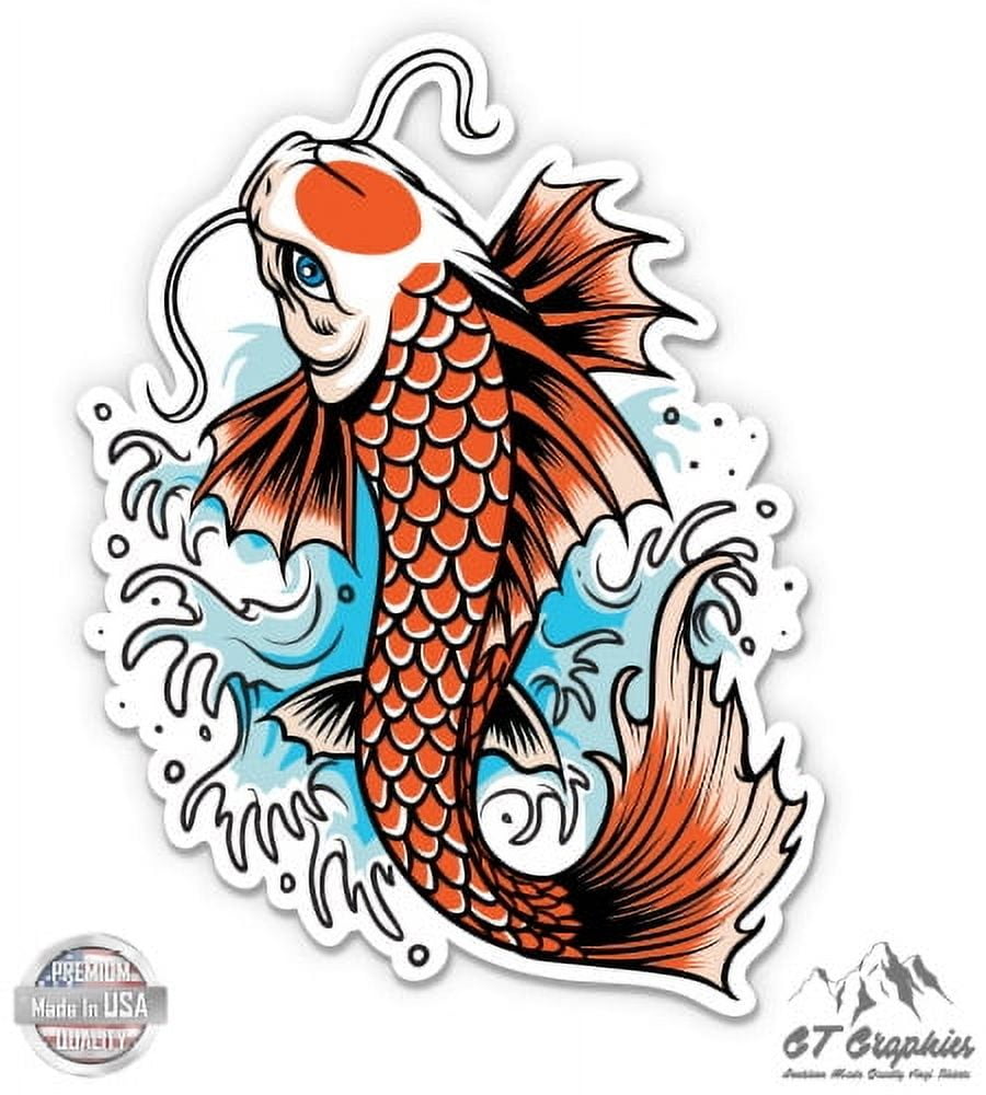 Koi Fish Colorful - 3" Vinyl Sticker - For Car Laptop I-Pad Phone ...