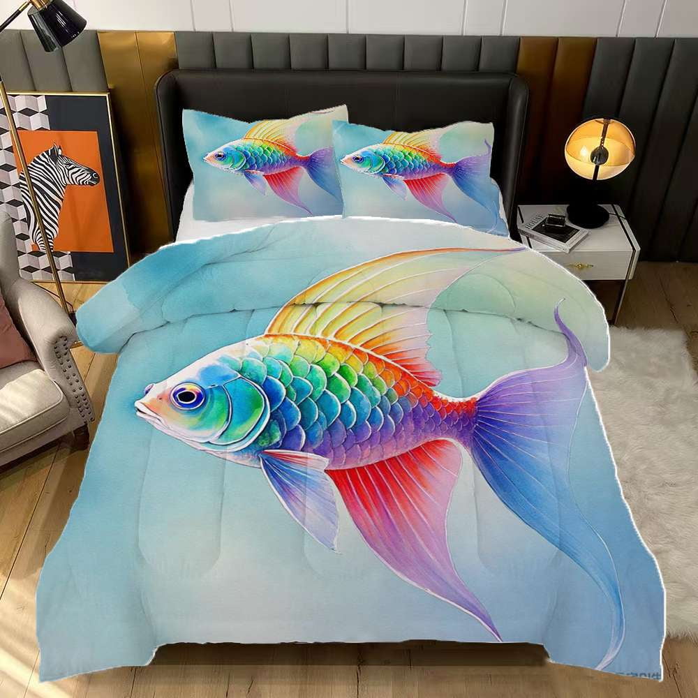 Koi Fish Colorful Comforter Set Queen Size Bedding Set For Travl ...