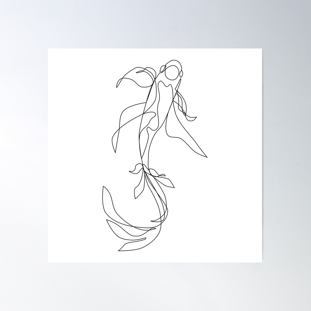 Koi Fish Continuous Line Drawing (Large Design) Poster Wall Art, Modern ...