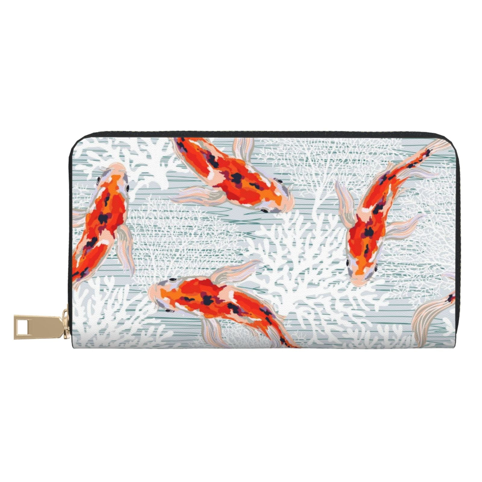 Koi Fish Corals,Spring Summer Wallet Women, Leather Bifold Multi Card ...