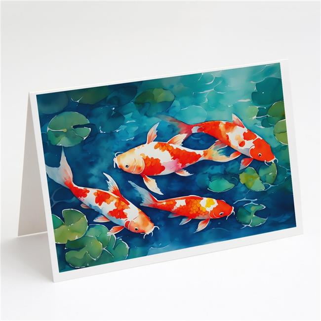 Koi Fish Greeting Cards Pack of 8 7 in x 5 in - Walmart.com