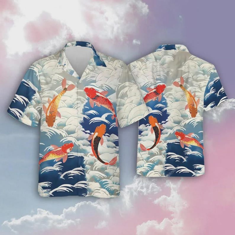 Koi Fish Hawaiian Shirts For Men Women, Koi Carp Button Down Short ...
