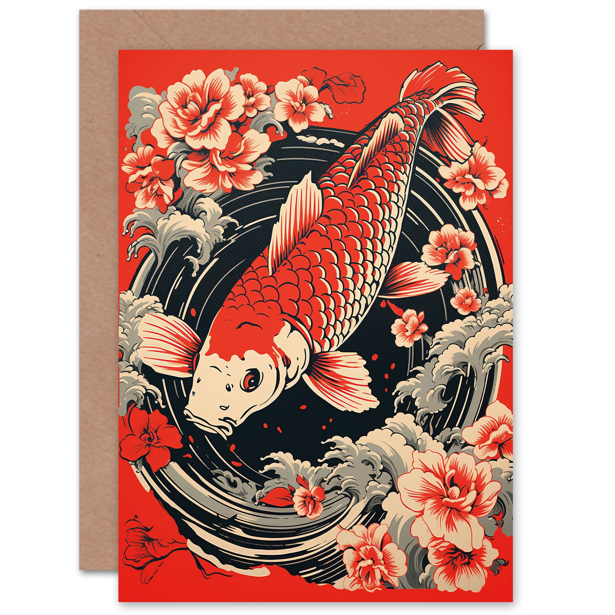 Koi Fish Japanese Floral for Wife Her Mum Sister Daughter Mom Gran Nan ...