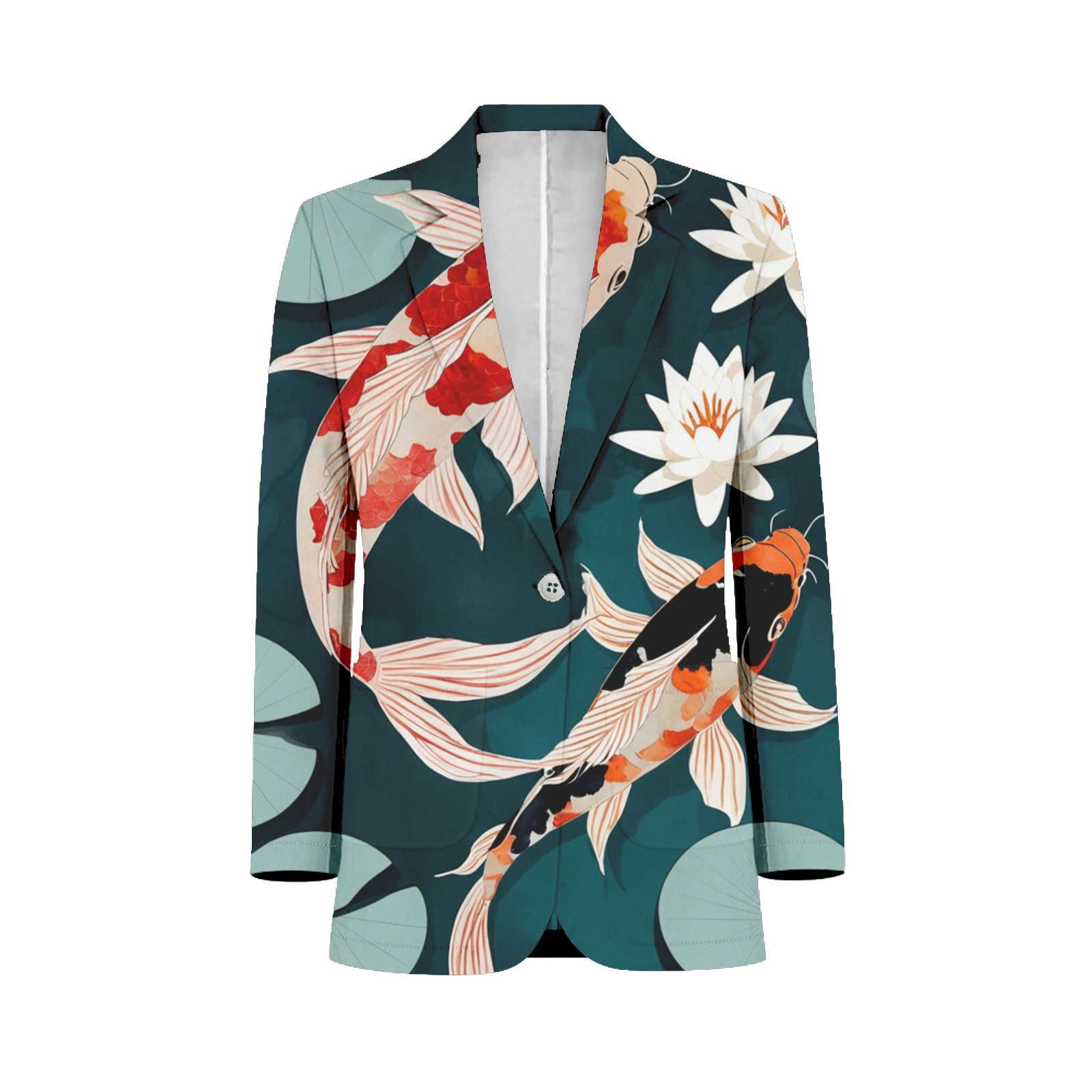 Koi Fish Lotus Pond Art Customized Men's Suits full man Shawl Collar ...