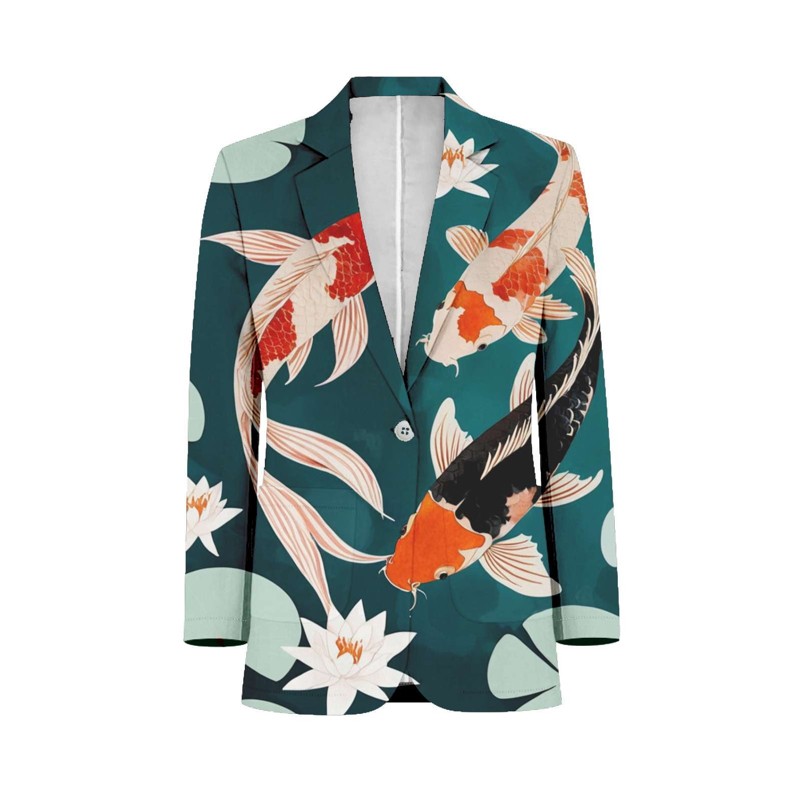 Koi Fish Lotus Pond Art Customized Men's Suits full man Shawl Collar ...