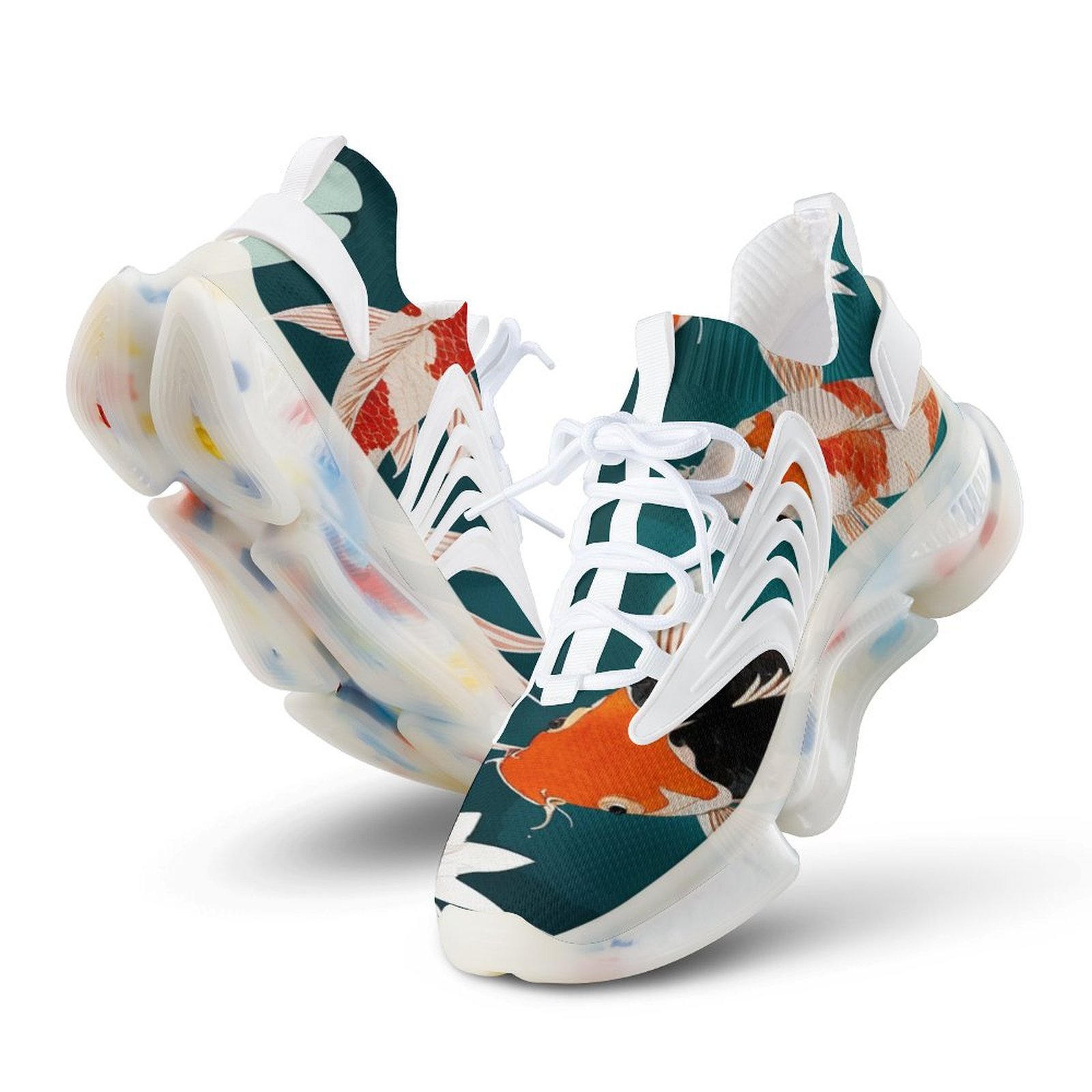 Koi Fish Lotus Pond Art Walking Shoes for Men Woman Lightweight Tennis ...