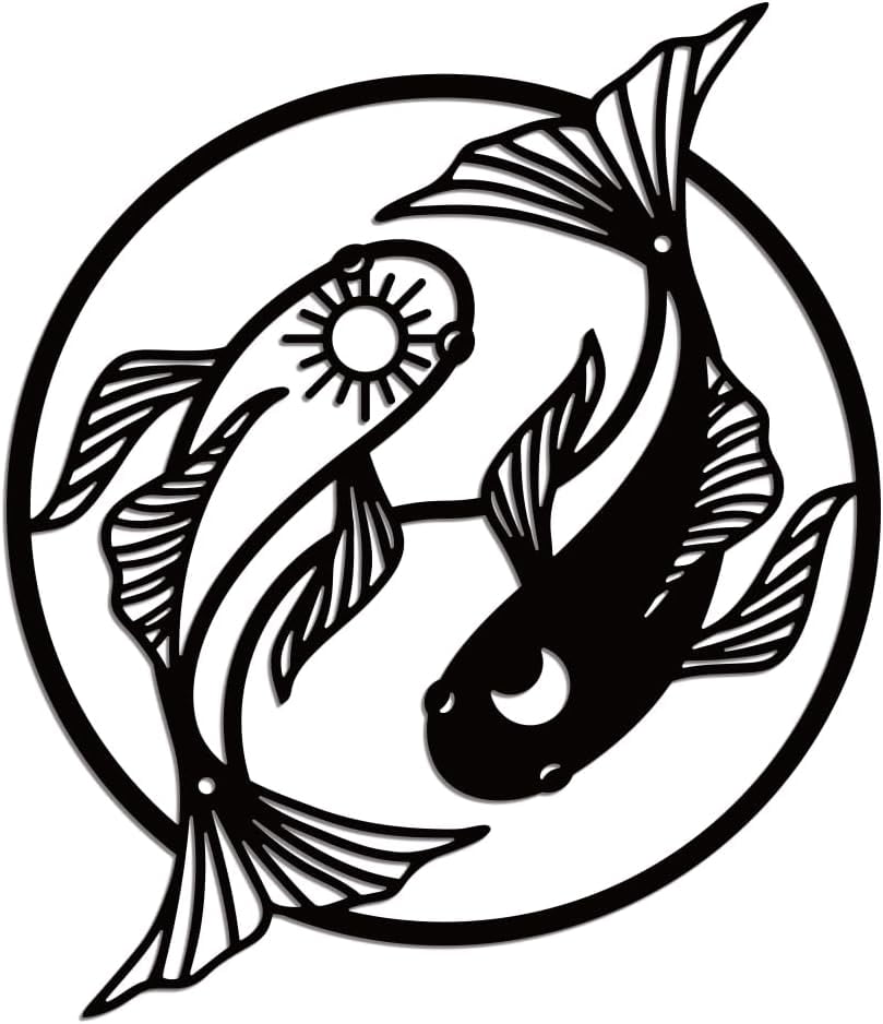 Koi Fish Metal Wall Art Decor Yin Yang Koi Abstract Wall Art for Gift ...