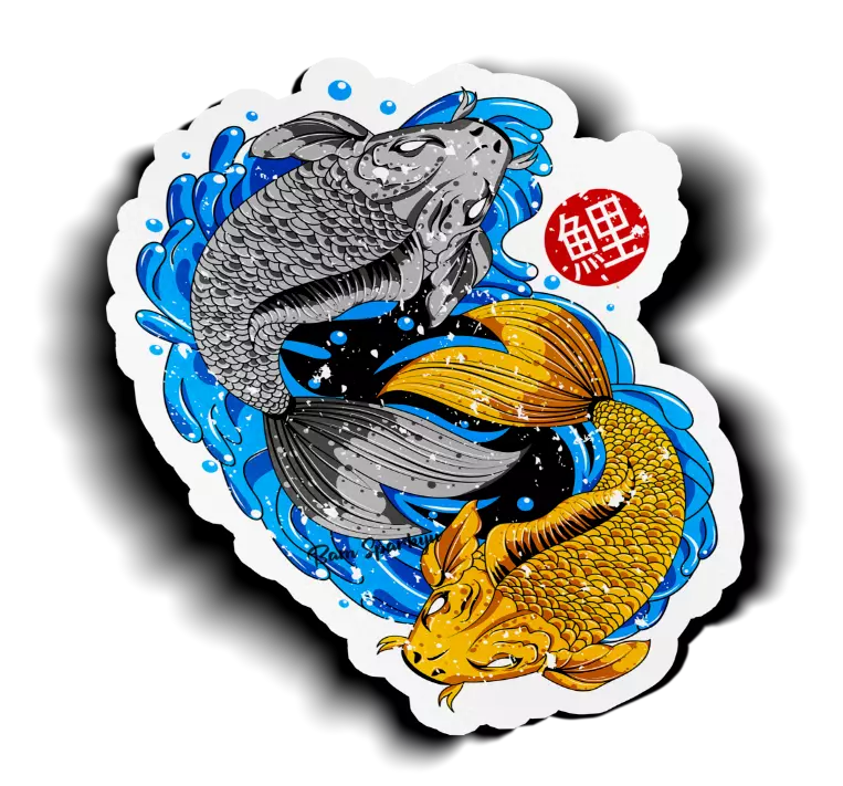 Koi Fish Pond Japanese Sticker For Tumblers, Laptops, Bumper Stickers ...