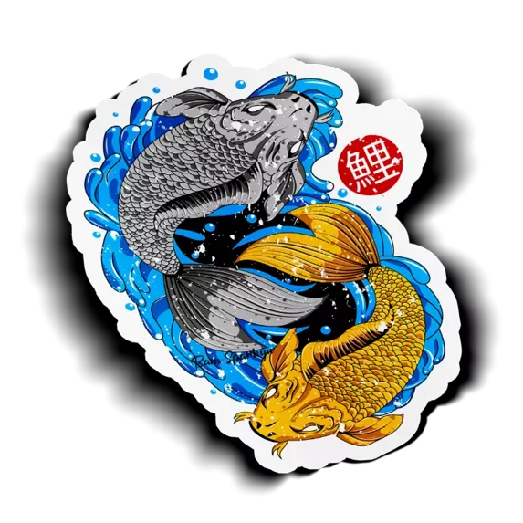 Koi Fish Pond Japanese Sticker For Tumblers, Laptops, Bumper Stickers ...