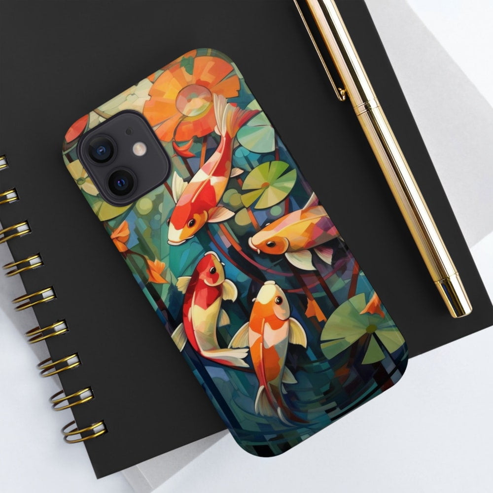 Koi Fish Pond Picasso Cubism Style Art Protective Phone Case with ...