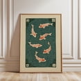 Koi Fish Print in Japanese Lino Style Green Cream Illustration ...