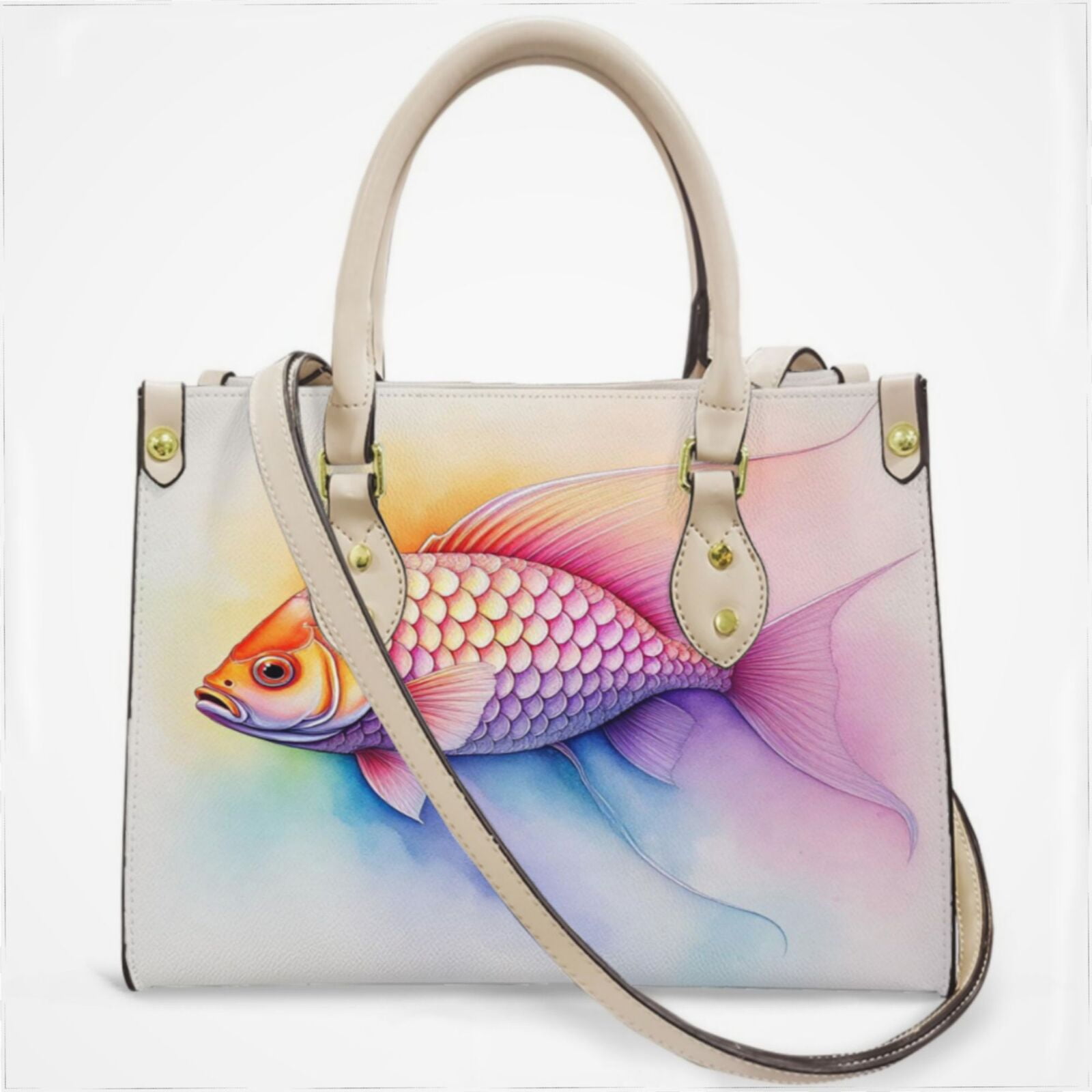 Koi Fish Red Cross Body Bags For Women Small Leather Female Handbags ...