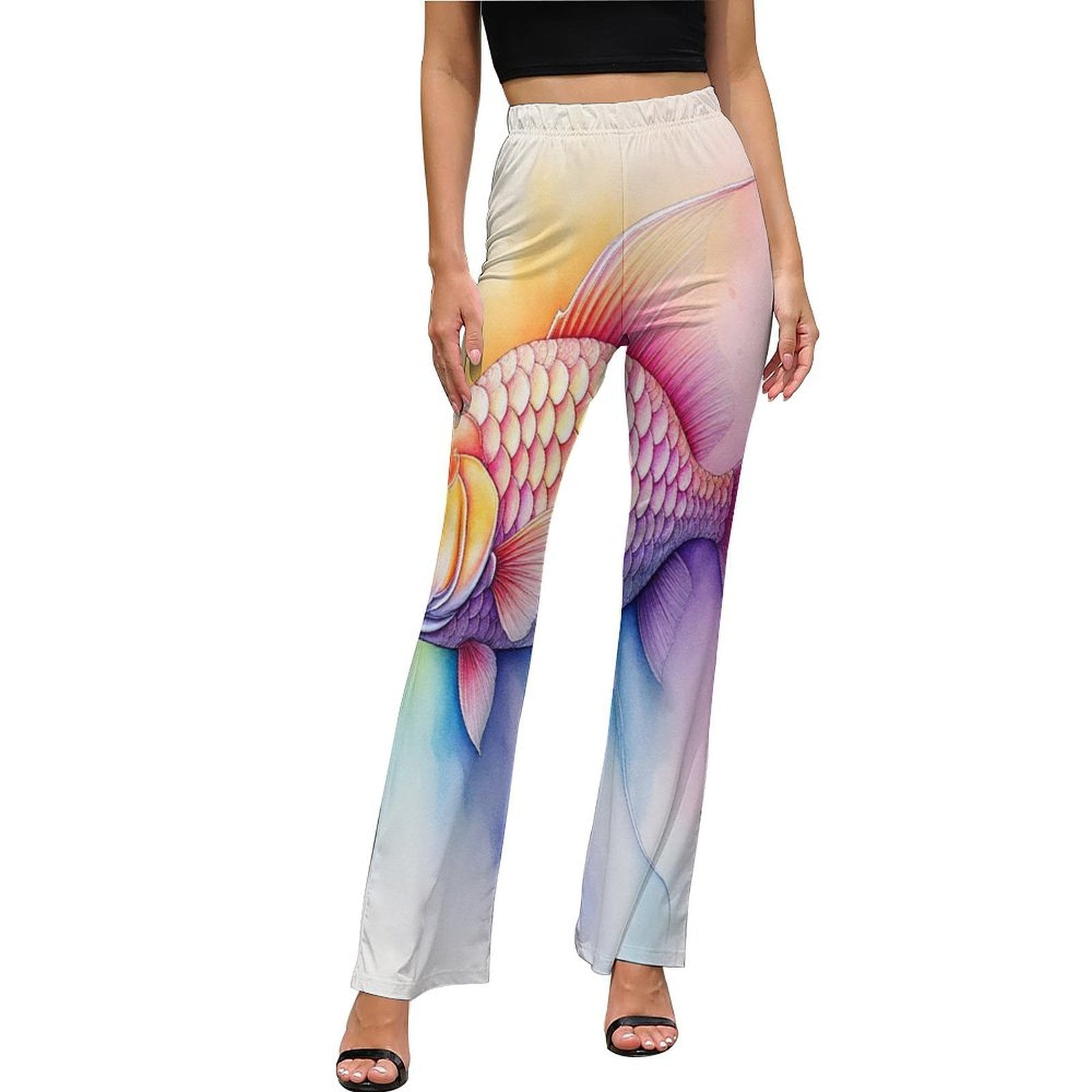 Koi Fish Red High Waisted Casual Flared Trousers Summer Home Pants Gift ...