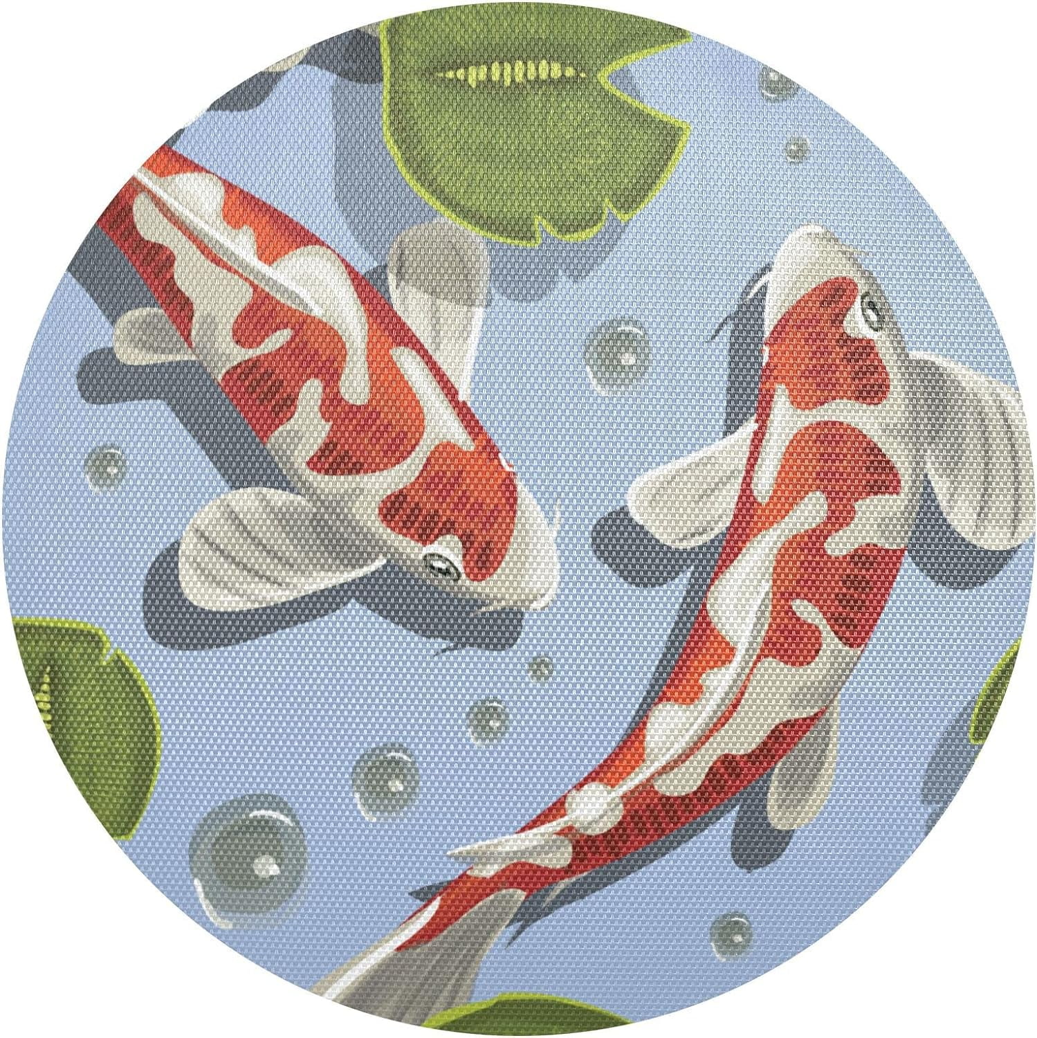 Koi Fish Round Placemat Set of 6, Non-Slip Heat Resistant & Waterproof ...