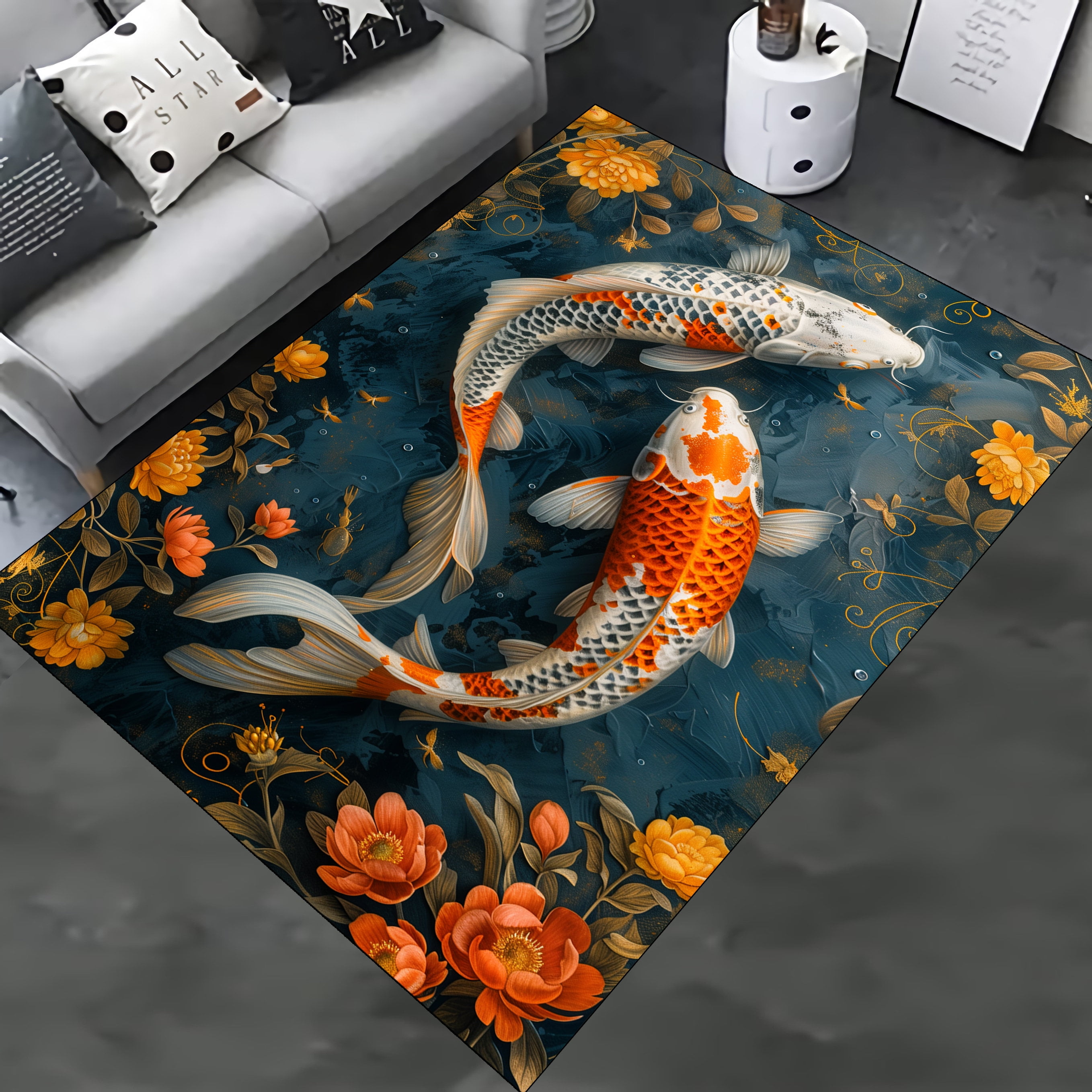 Koi Fish Rug 1.5x2.5 ft = 50x75 cm Washable Rug - Walmart.com