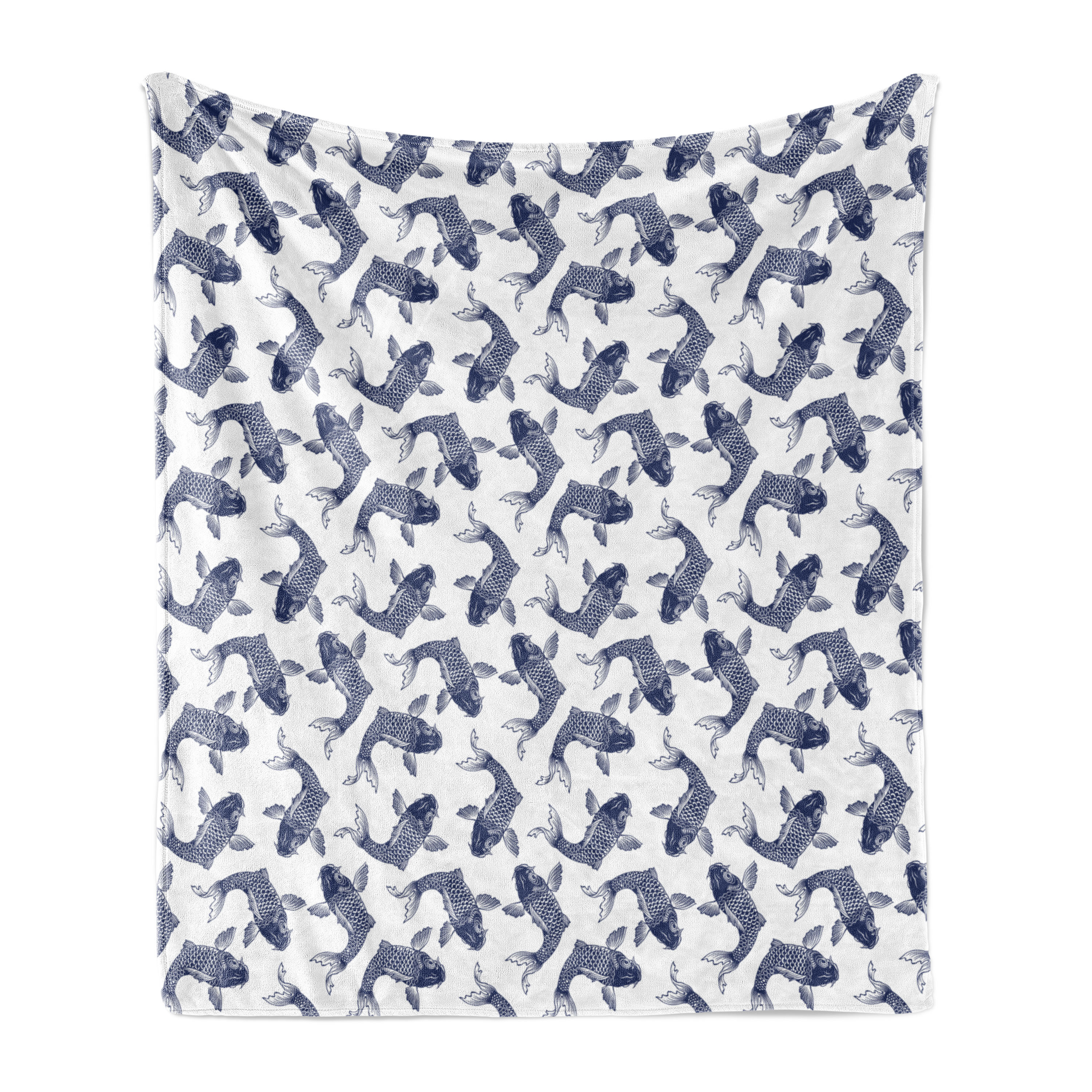 Koi Fish Soft Flannel Fleece Blanket, Carp Koi Sketch Drawing with ...