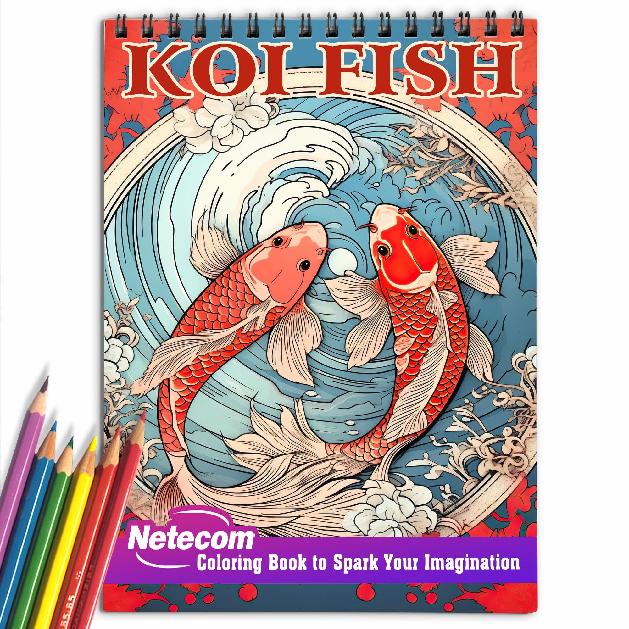 Koi Fish Spiral Bound Coloring Book, Unleash Your Creativity with 30 ...