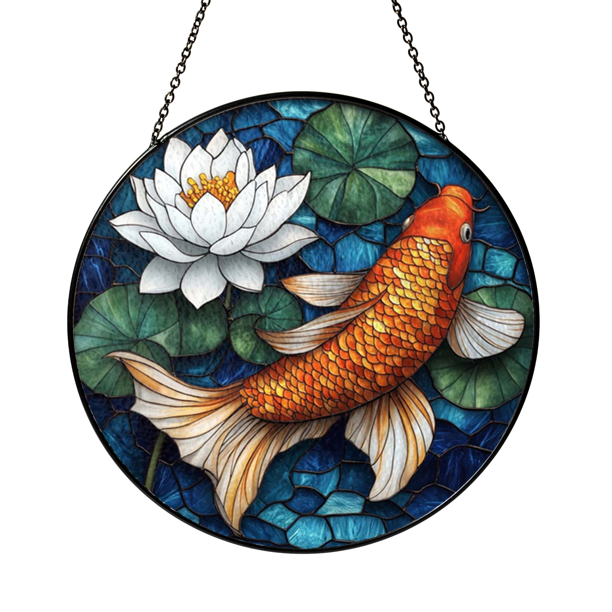 Koi Fish Stained Glass Suncatcher – Decorative Window Hanging Art2001 ...